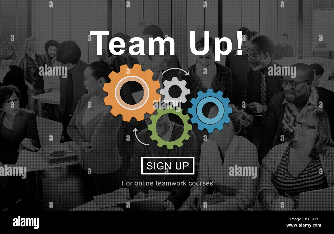 Team Up Teamwork Collaboration Togetherness Concept Stock Photo - Alamy