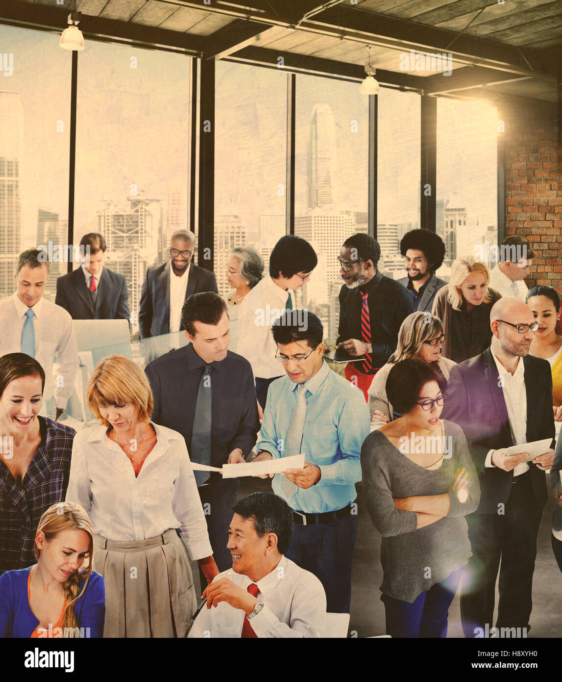 People Global Communication Office Discussion Group Concept Stock Photo ...