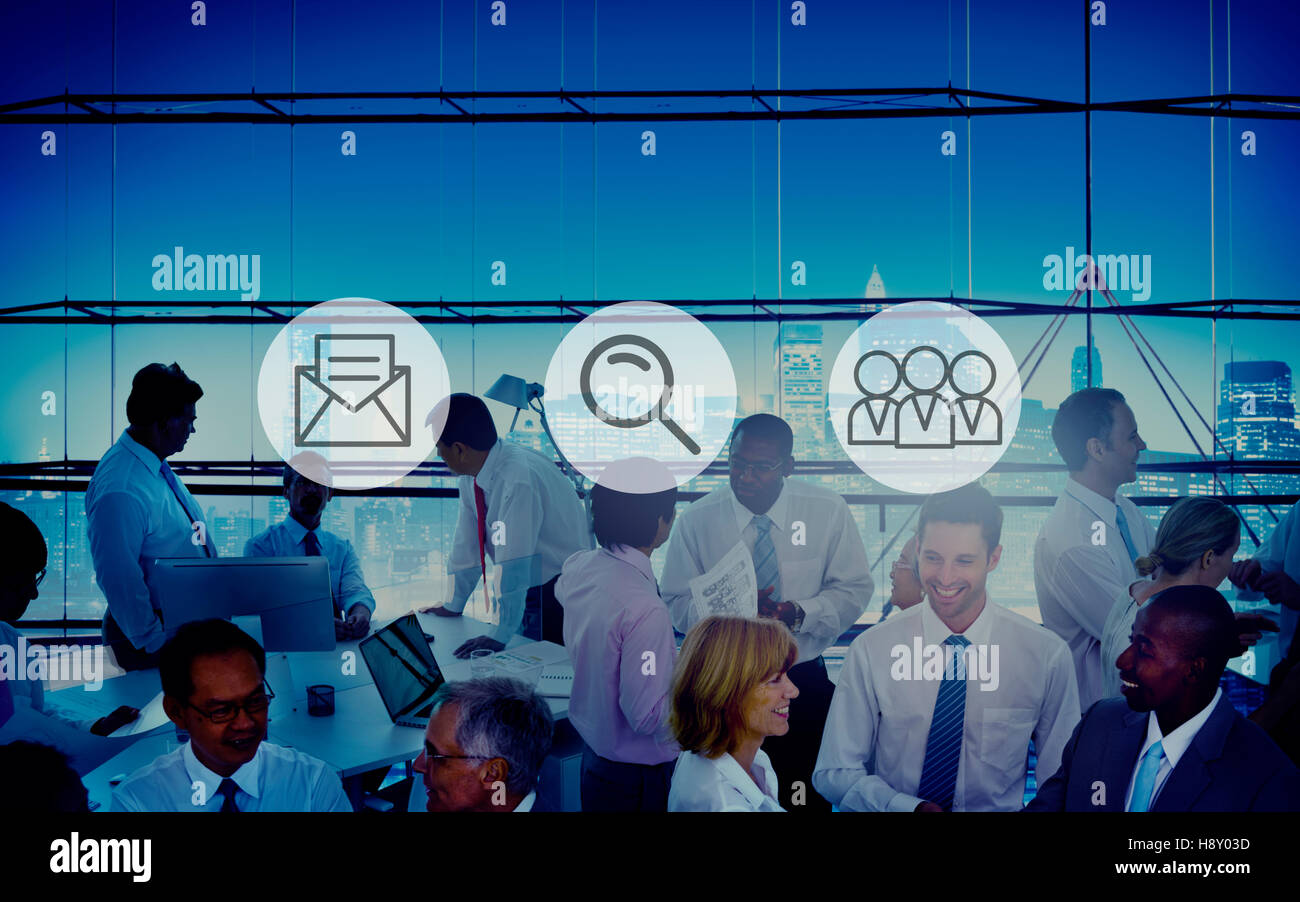 Mail Magnifying Glass Search Team Concept Stock Photo - Alamy