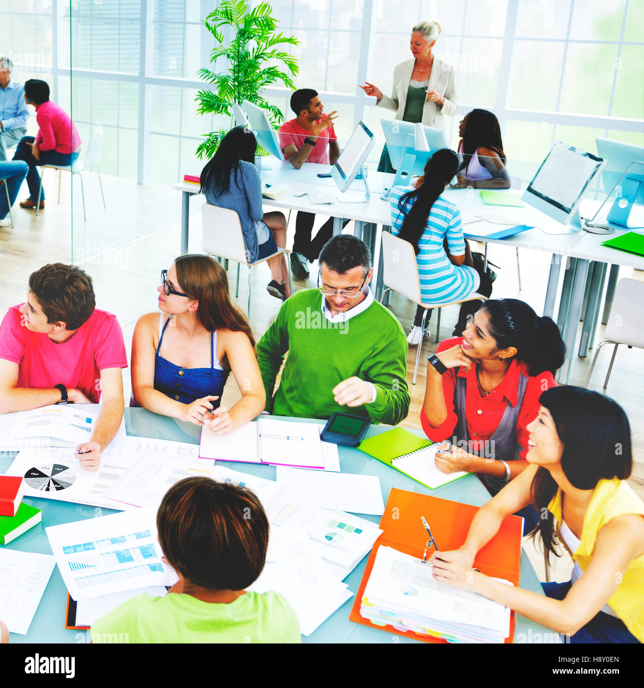 Students University Studying Professor Communication Concept Stock ...