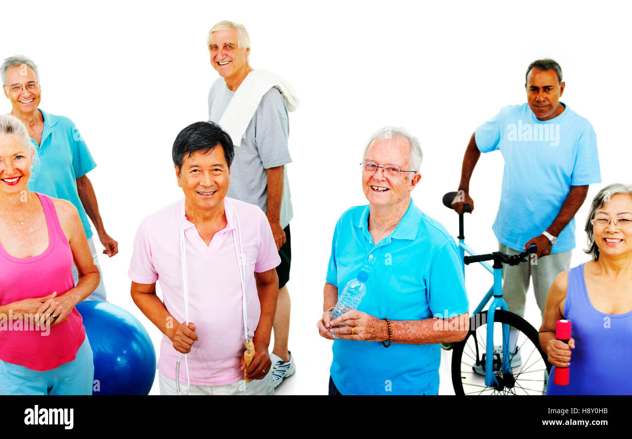 Group Healthy People Fitness Exercise Unity Concept Stock Photo - Alamy