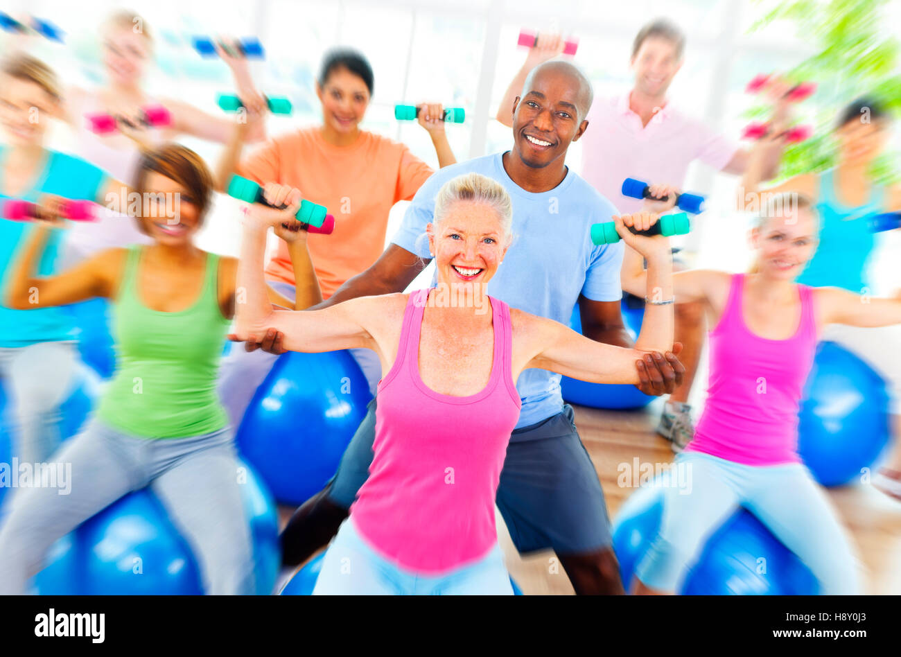 Diversity People Healthy Fitness Weights Training Concept Stock Photo ...
