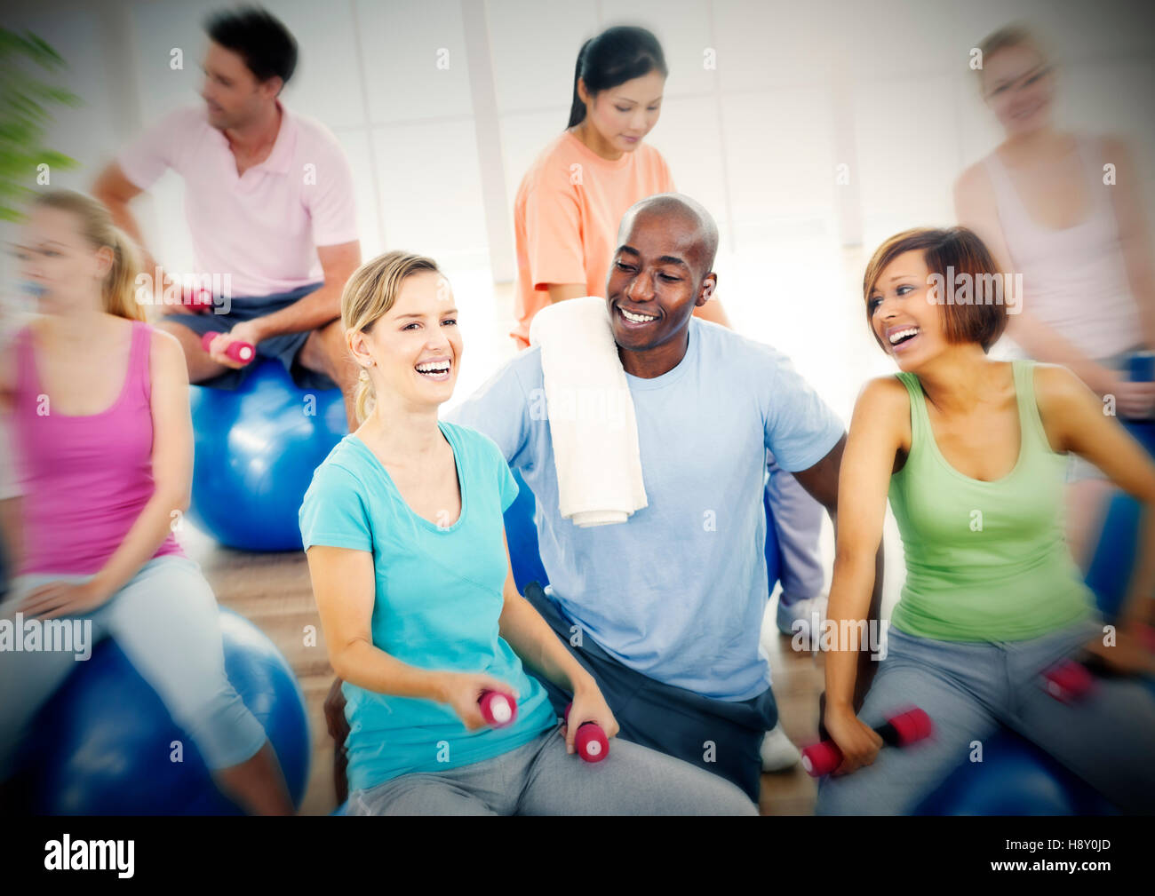 Group of People Exercising Fitness Wellbeing Concept Stock Photo - Alamy
