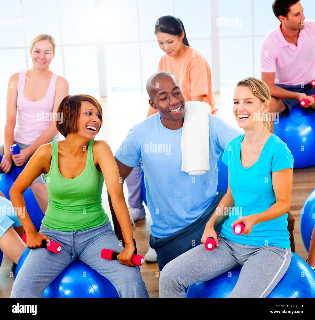Group of People Exercising Fitness Wellbeing Concept Stock Photo - Alamy