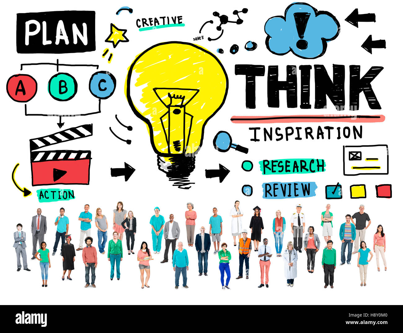 Think Inspiration Knowledge Solution Vision Innovation Concept Stock ...