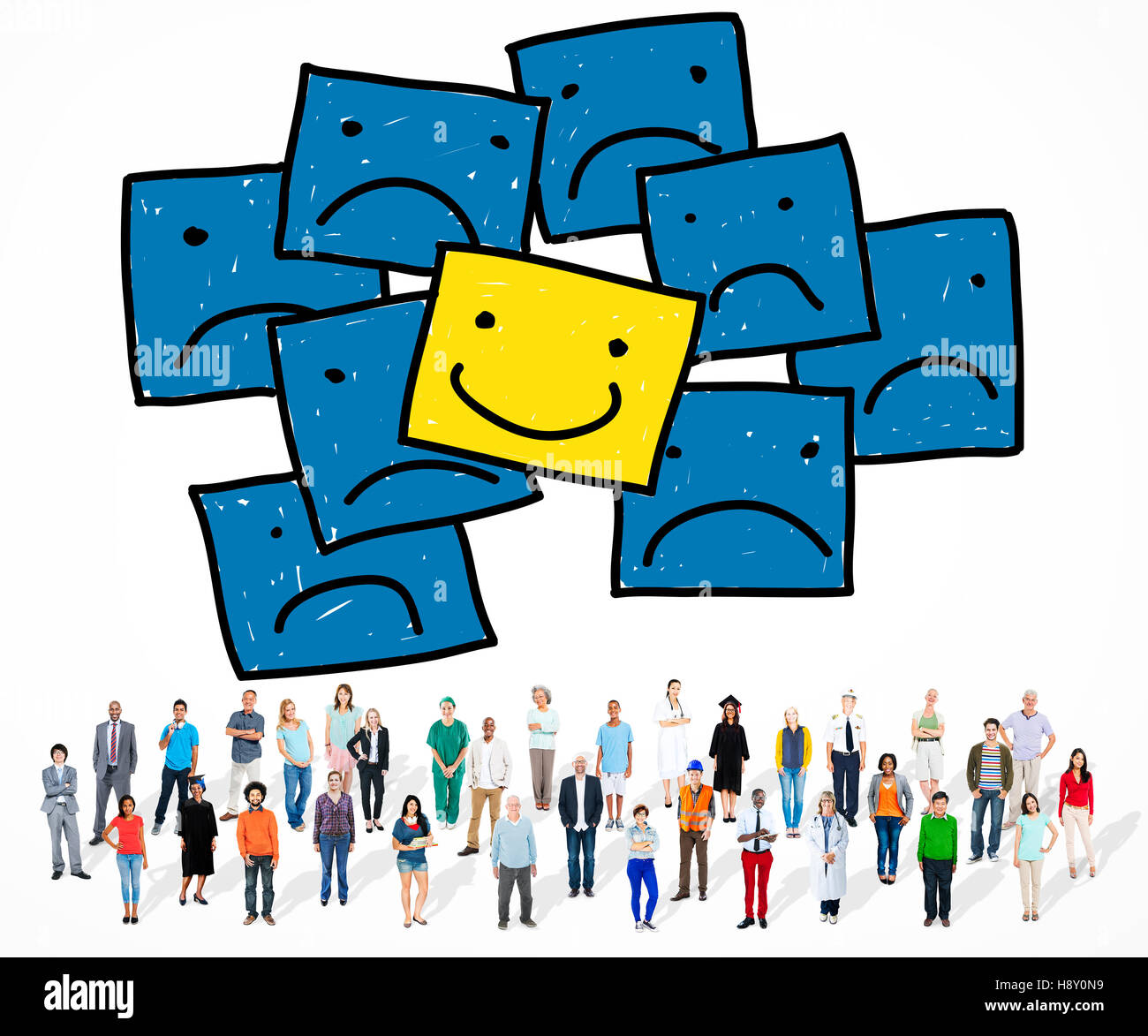 Smiley Outstanding Positive Happiness Contrast Concept Stock Photo - Alamy