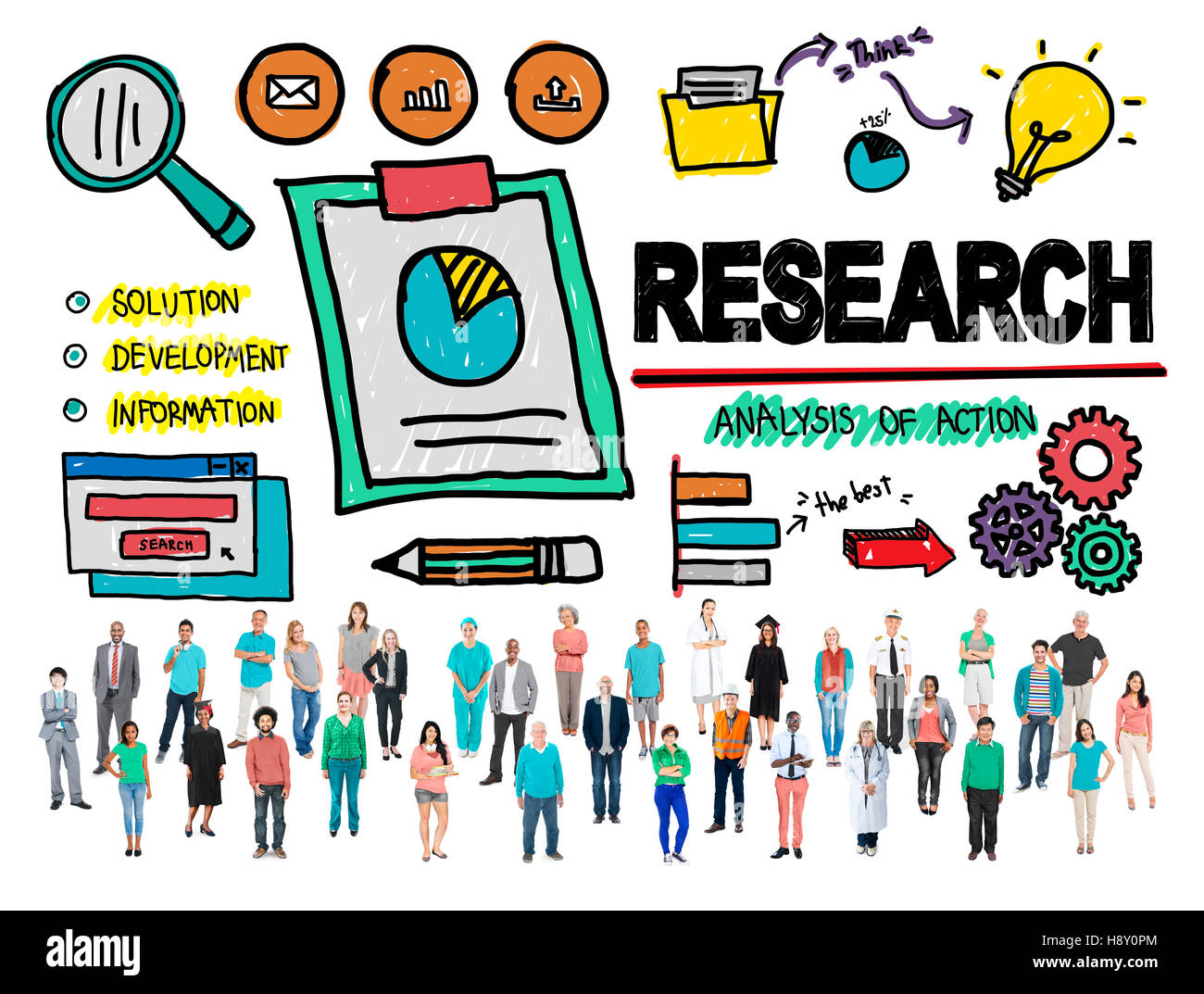 Research Exploration Facts Feedback Report Concept Stock Photo - Alamy