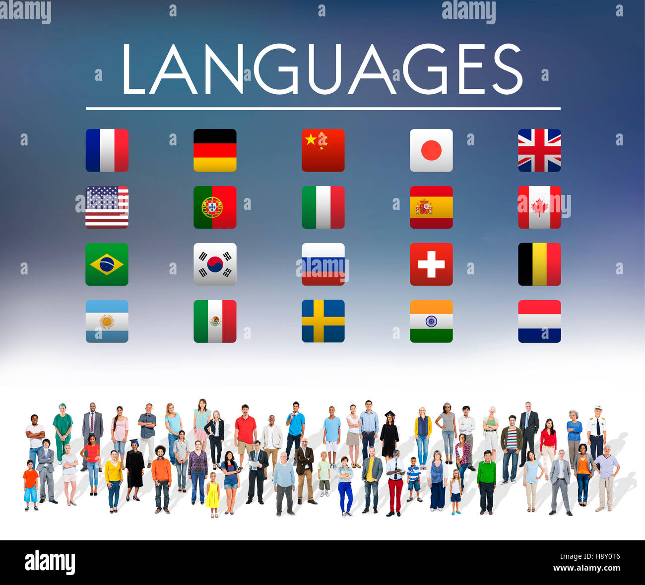 International Languages Flag Display Concept Stock Photo - Alamy