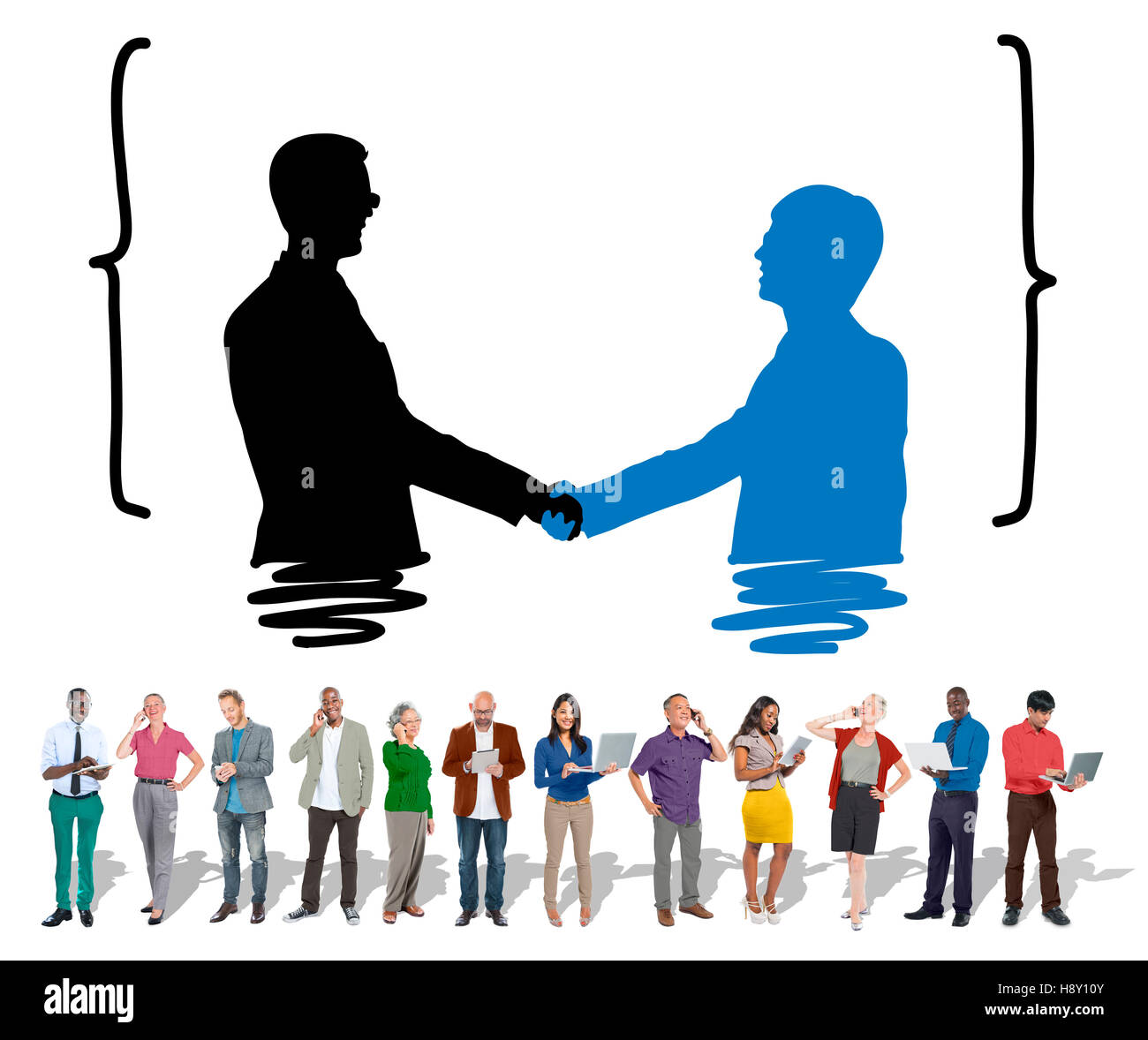 Digital partnership business collaboration handshake Cut Out Stock ...