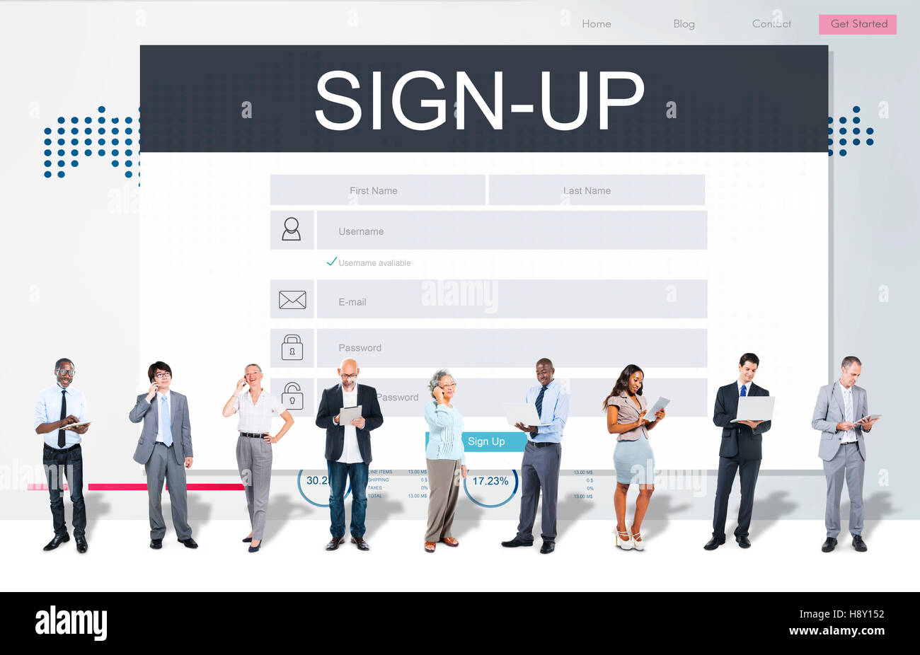 Sign Up Membership Registration Follow Concept Stock Photo - Alamy