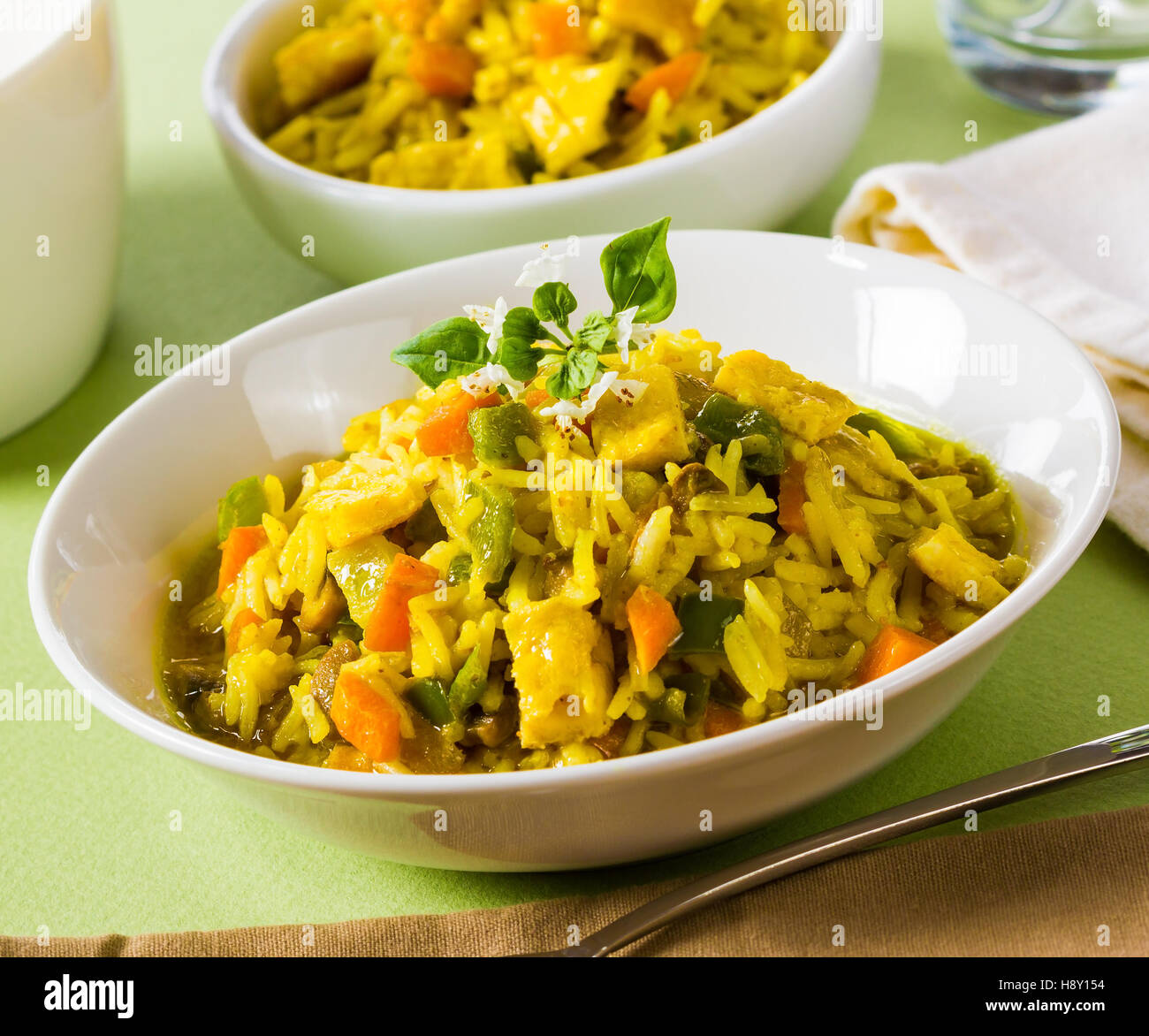 Curry rice with vegetables in a white bowl Stock Photo - Alamy