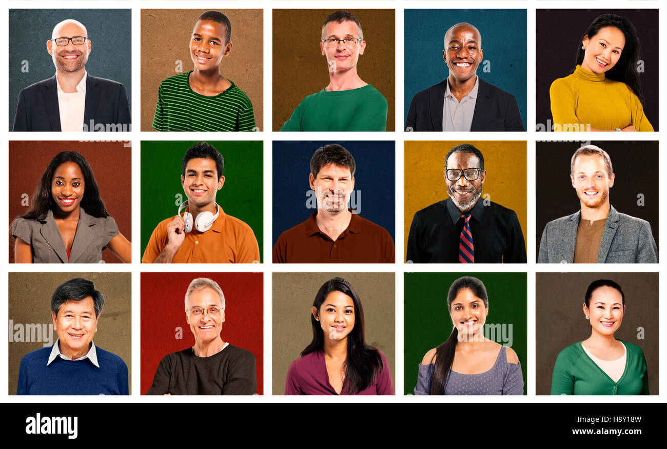 Multiethnic People Colorful Smiling Portrait Concept Stock Photo - Alamy