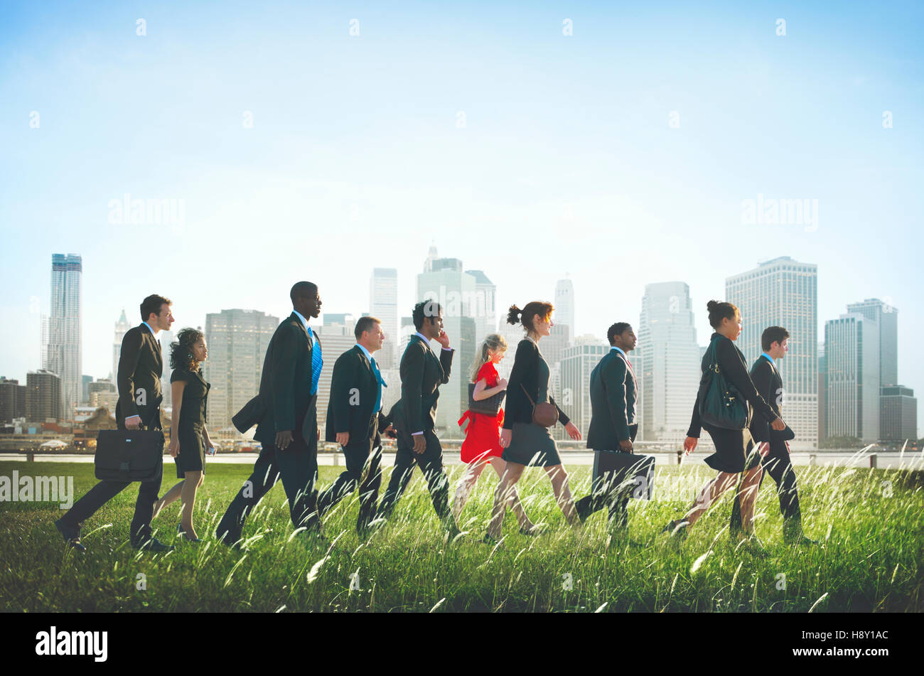 Business People Walking Rushing Hurry Commuter Concept Stock Photo - Alamy