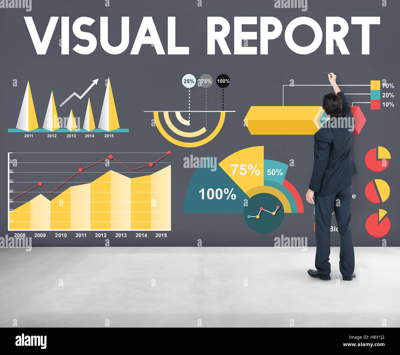 Visual Report Percentage Business Chart Concept Stock Photo - Alamy