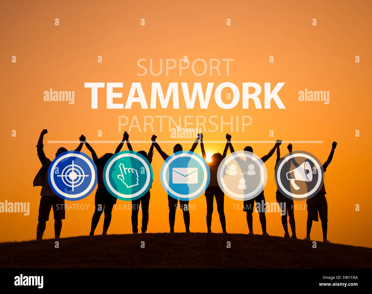 Teamwork Support Partnership Collaboration Unity Concept Stock Photo ...