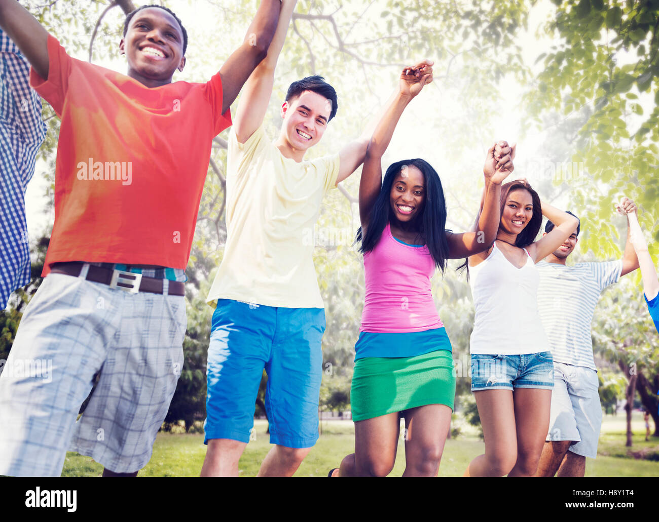 Group Friends Celebration Winning Victory Fun Concept Stock Photo - Alamy