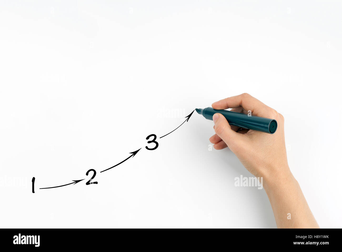 Businessman drawing steps of plan Stock Photo - Alamy