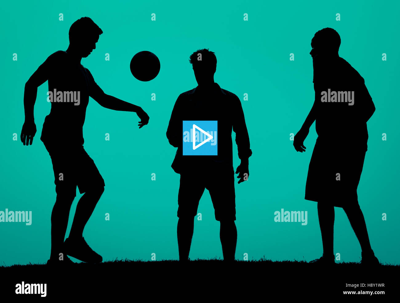 Silhouette button play symbol hi-res stock photography and images - Alamy