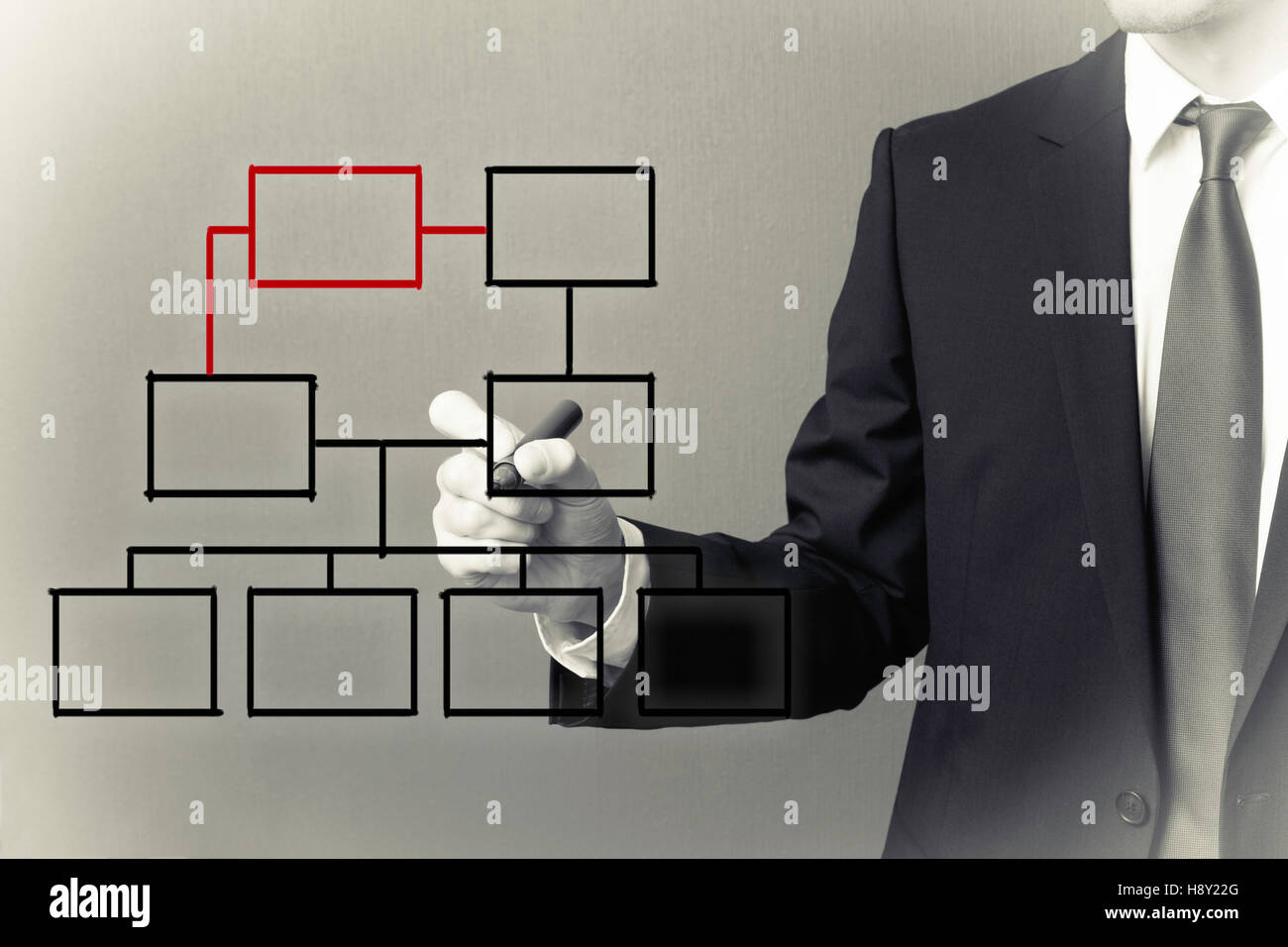 Businessman drawing flowchart on whiteboard hi-res stock photography ...