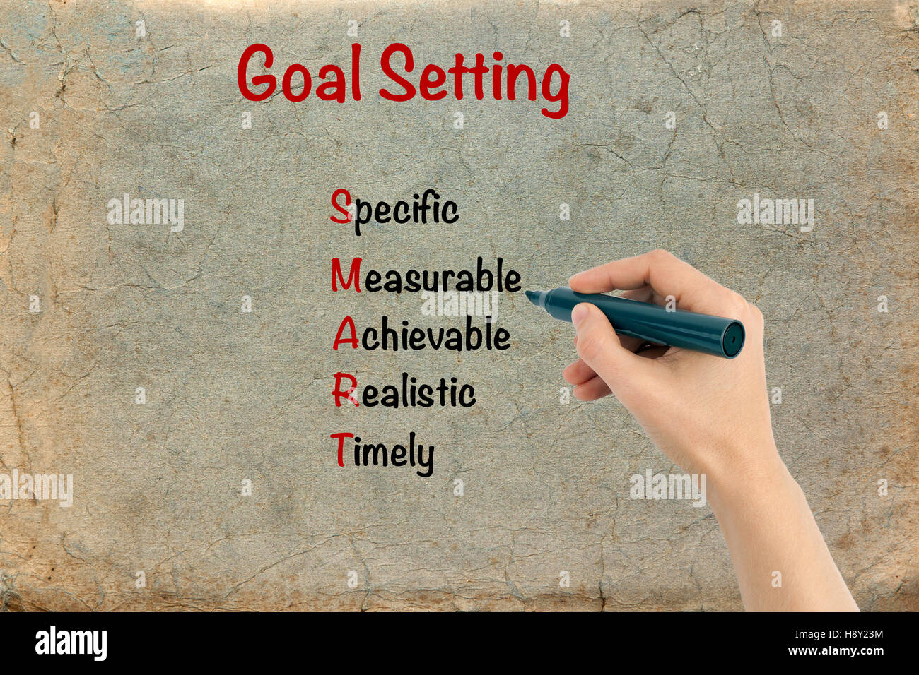 Hand writing smart goal Stock Photo - Alamy