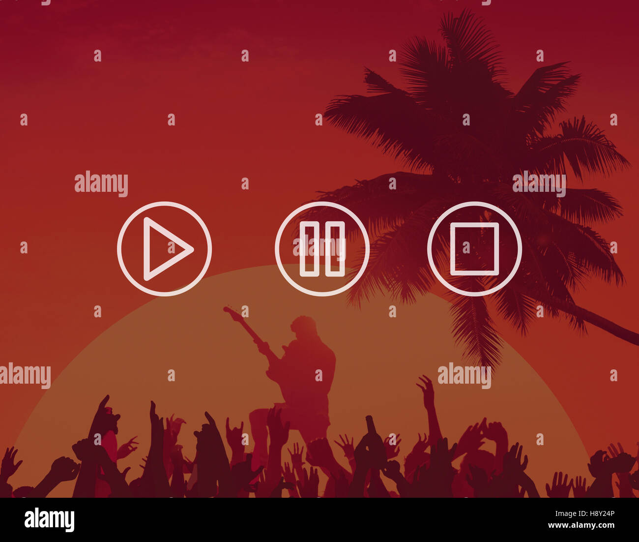 Audio Buttons Control Play Pause Stop Symbol Icons Concept Stock Photo ...