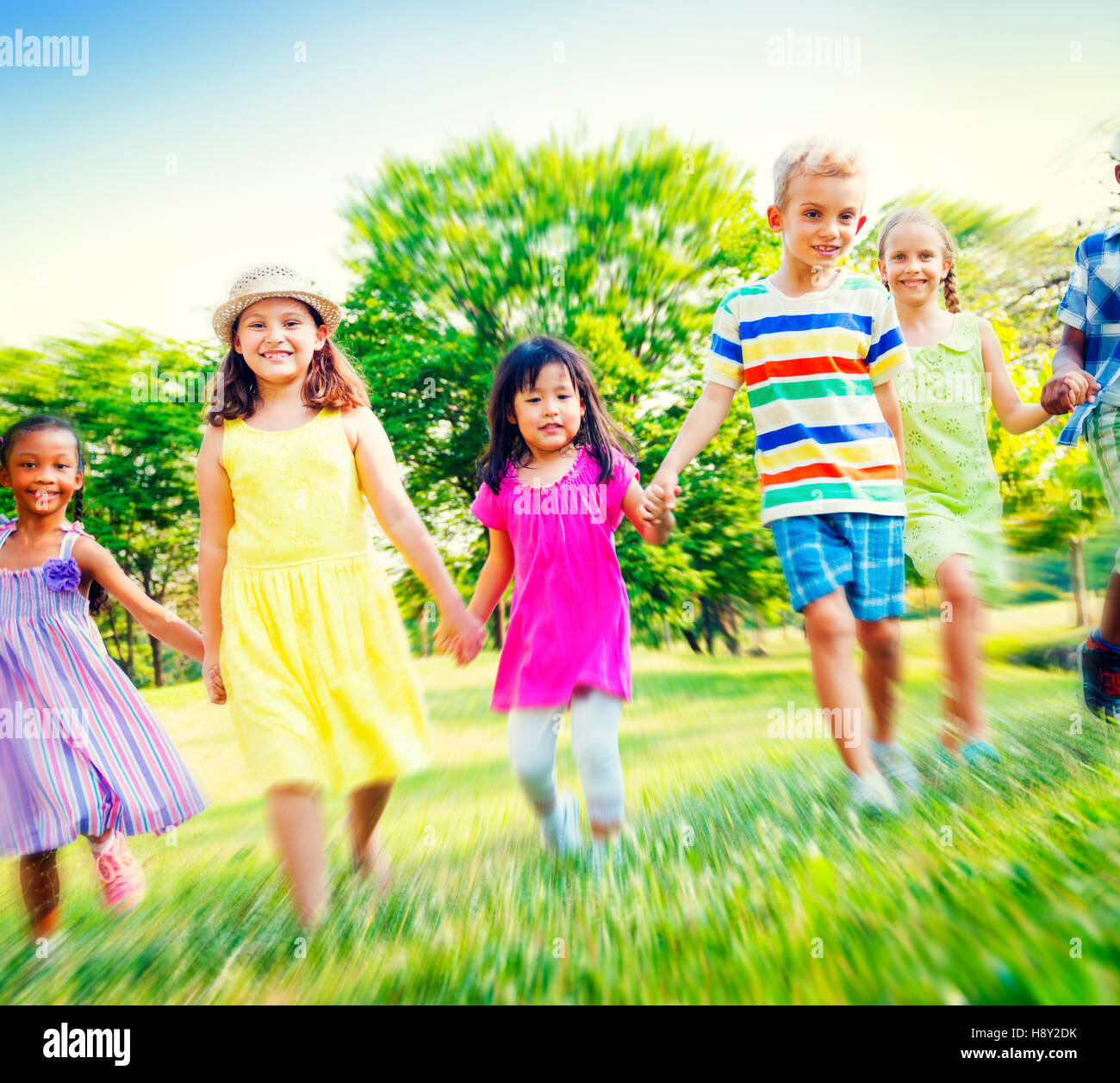 Children Kids Friendship Walking Happiness Concept Stock Photo - Alamy