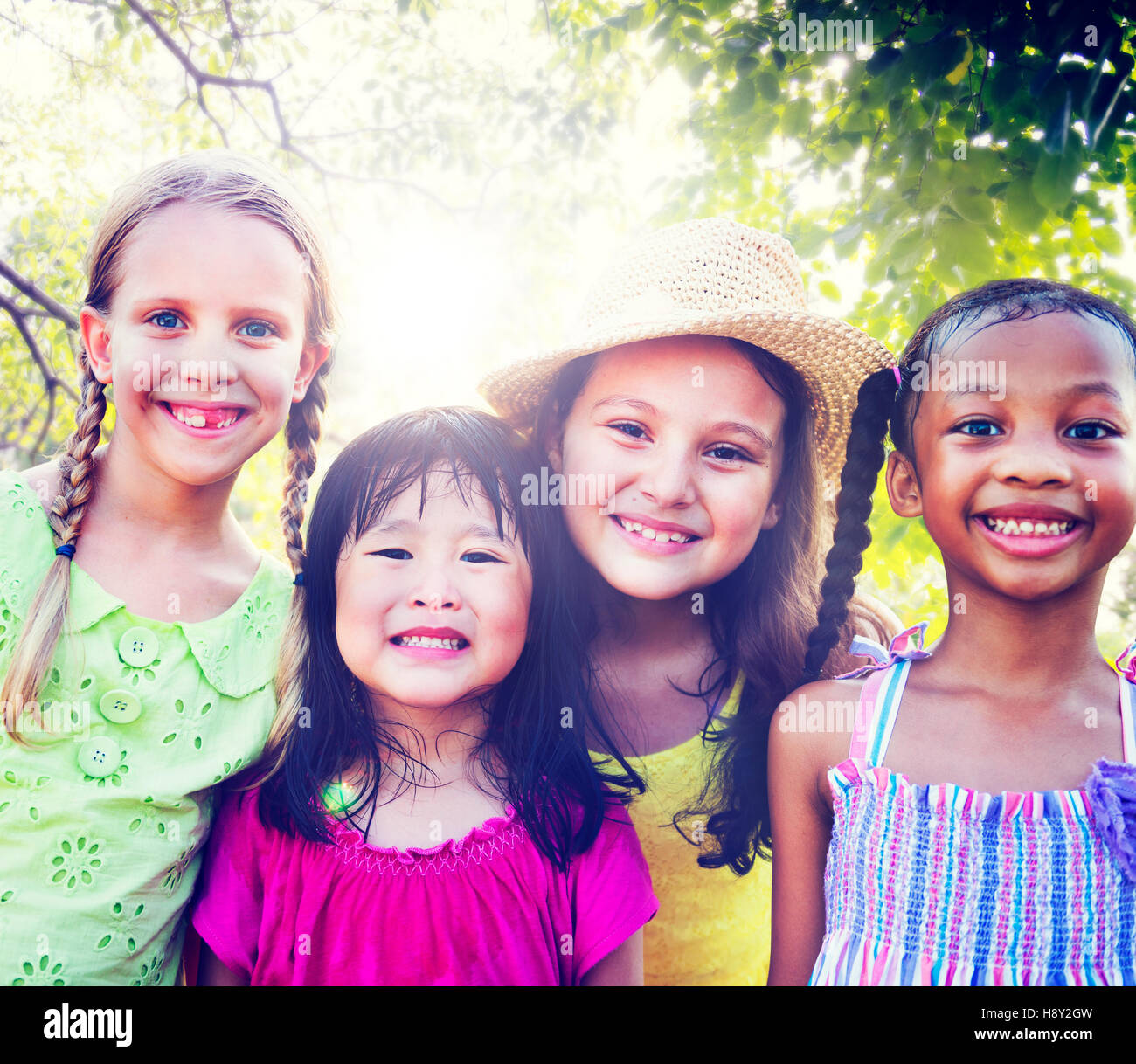 Diversity Friends Children Park Happiness Concept Stock Photo - Alamy