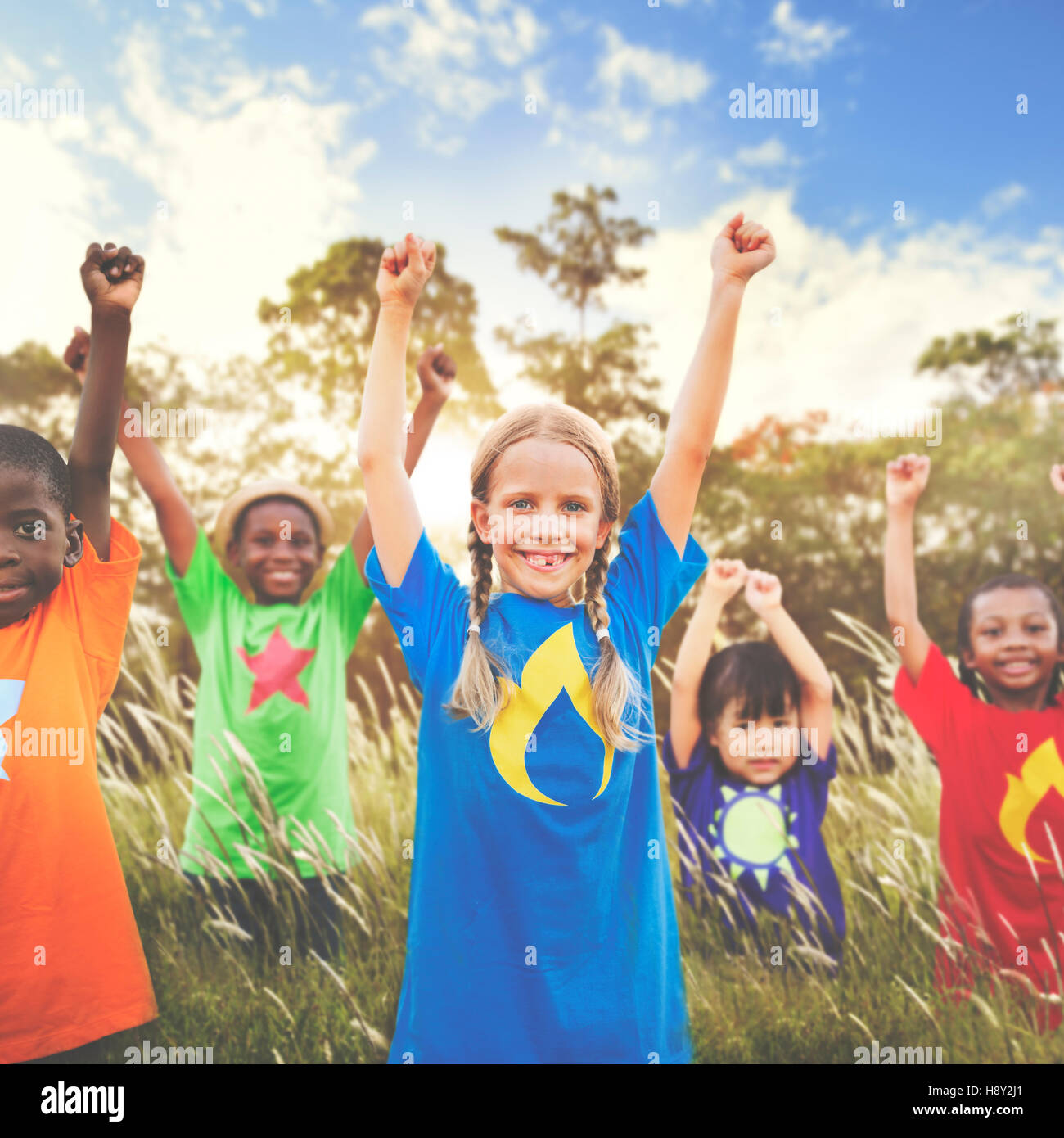 Children Playful Friendship Friends Child Concept Stock Photo - Alamy