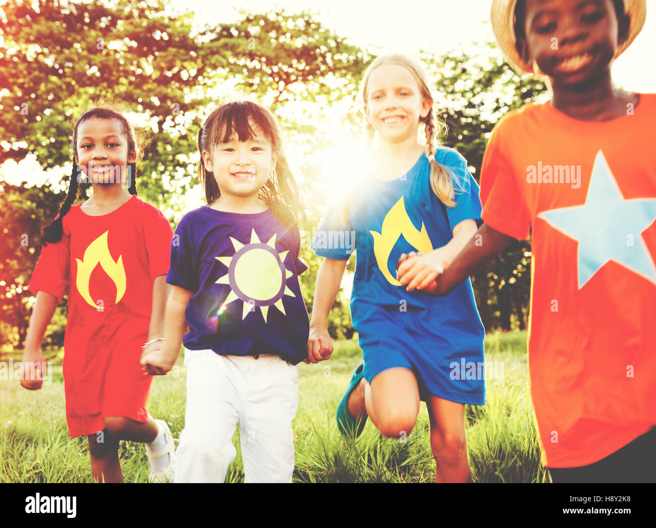 Friends Friendship Childhood Happiness Unity Concept Stock Photo - Alamy