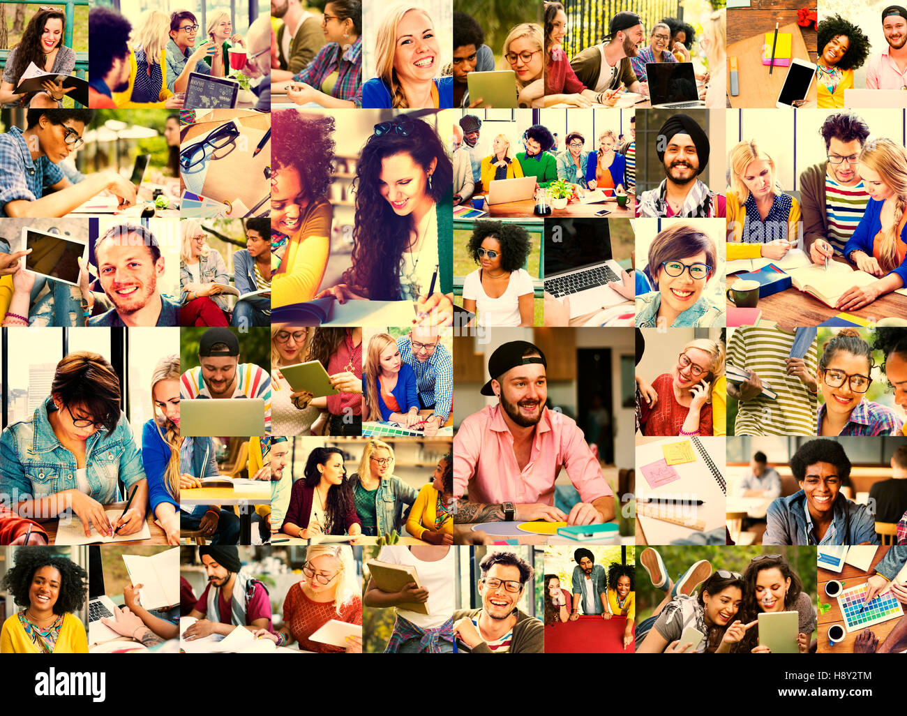 Diversity College Student Digital Devices Teamwork Concept Stock Photo ...