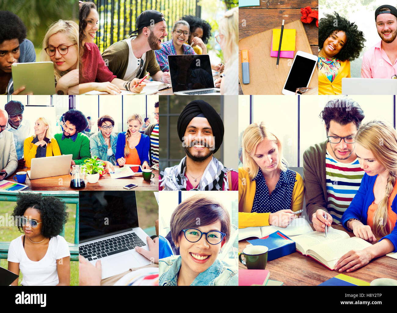 Diversity College Student Digital Devices Teamwork Concept Stock Photo ...