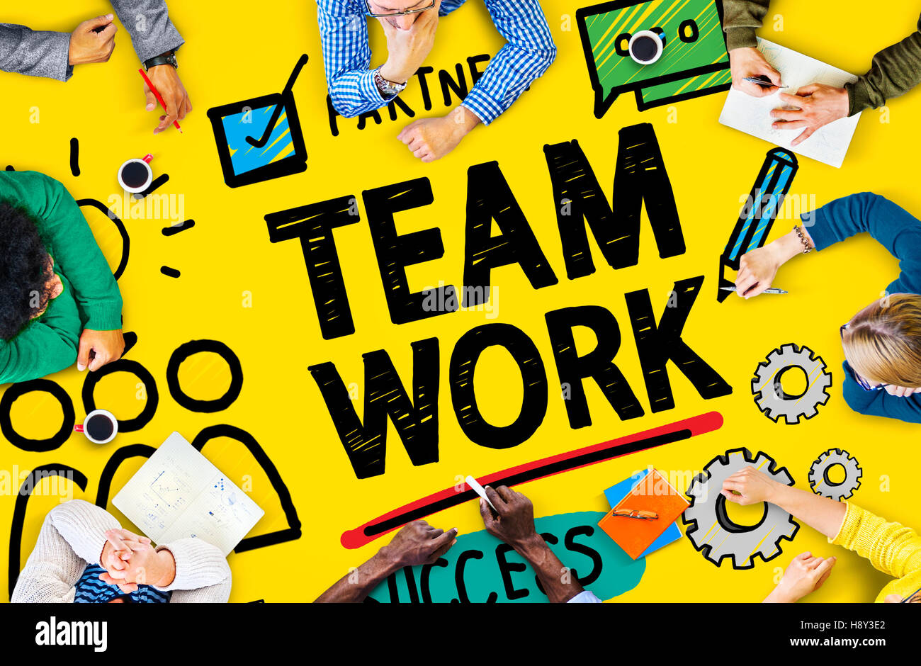 Team Teamwork Group Collaboration Organization Concept Stock Photo - Alamy