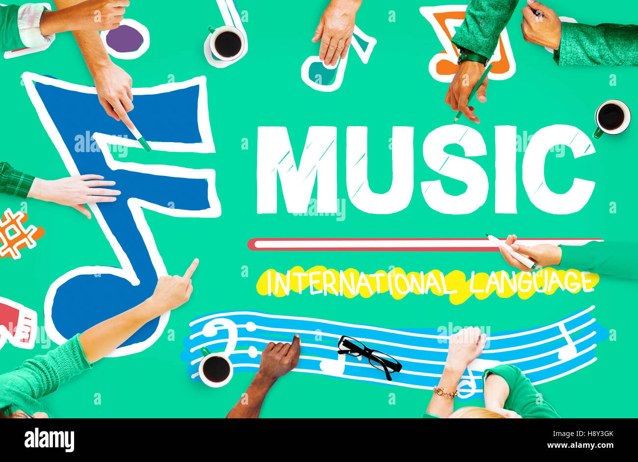 Music Notes Song Entertainment Media Concept Stock Photo - Alamy