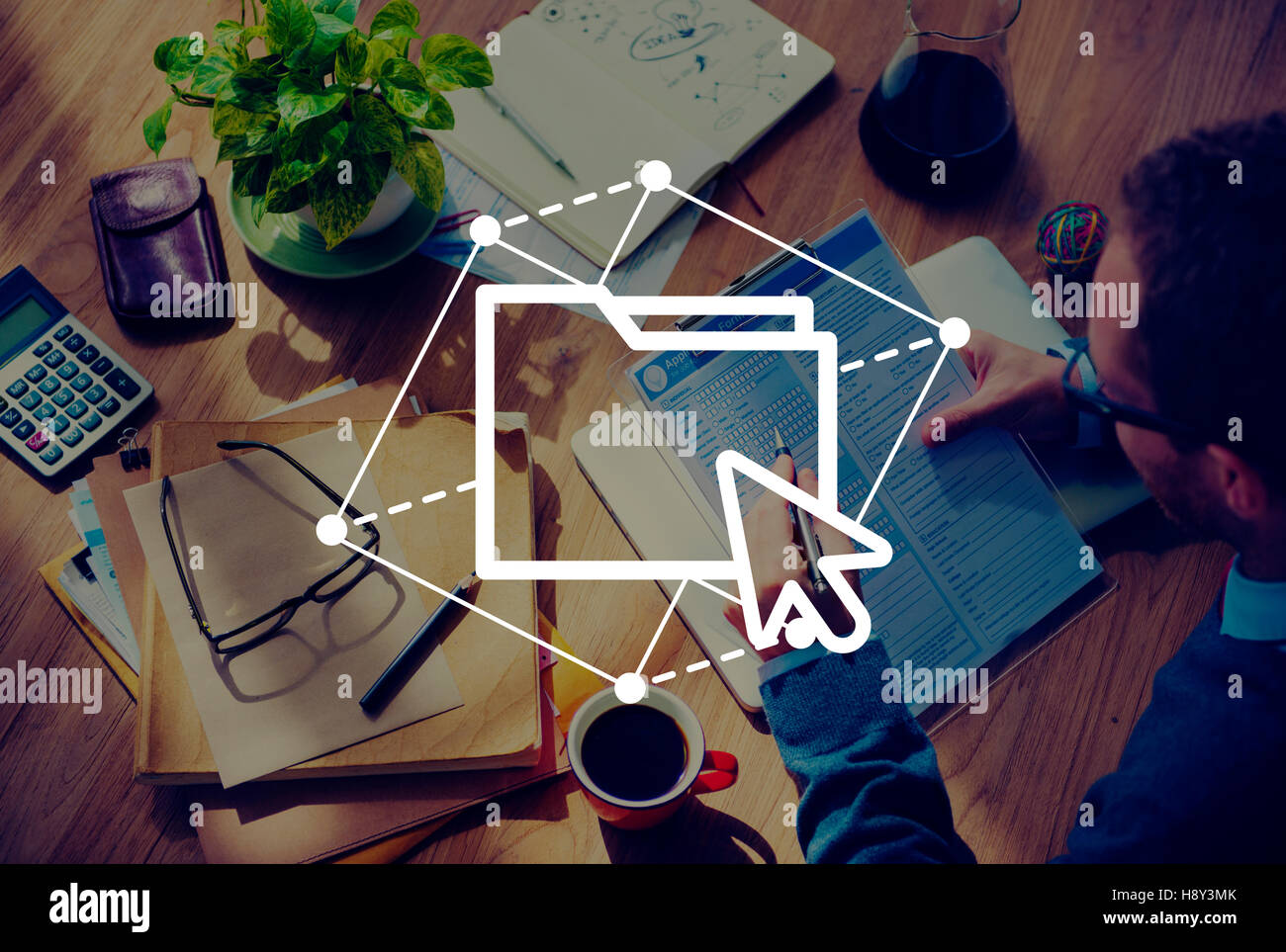 Folder Sharing Cursor Click Computer Network Concept Stock Photo - Alamy