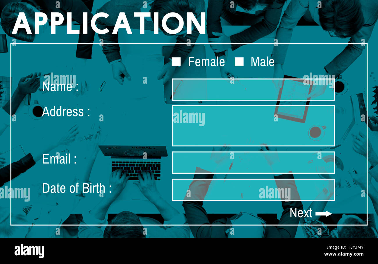 Application Form Interface Webpage Register Concept Stock Photo - Alamy
