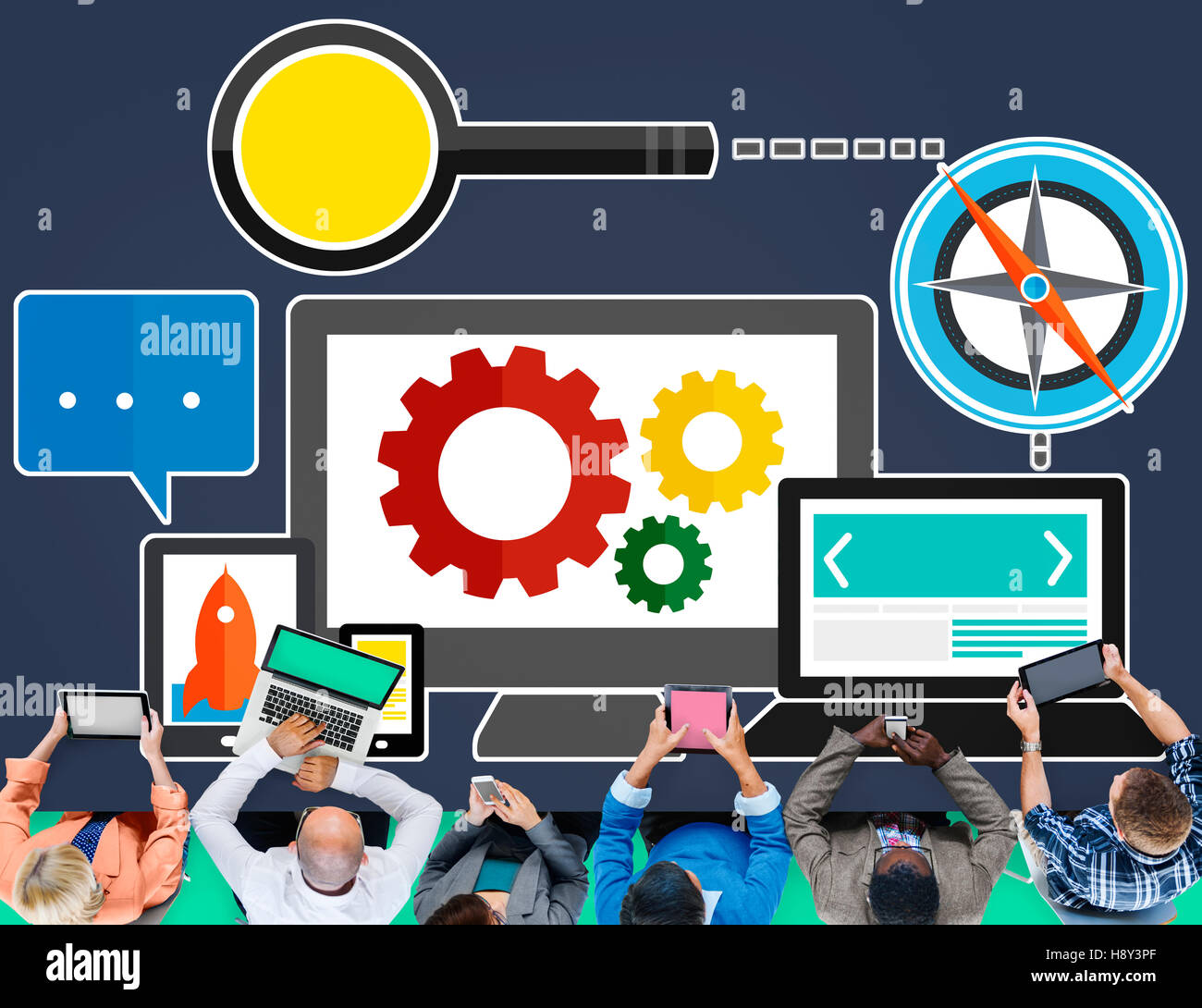 Digital Device Computer Connecting Internet Online Concept Stock Photo ...