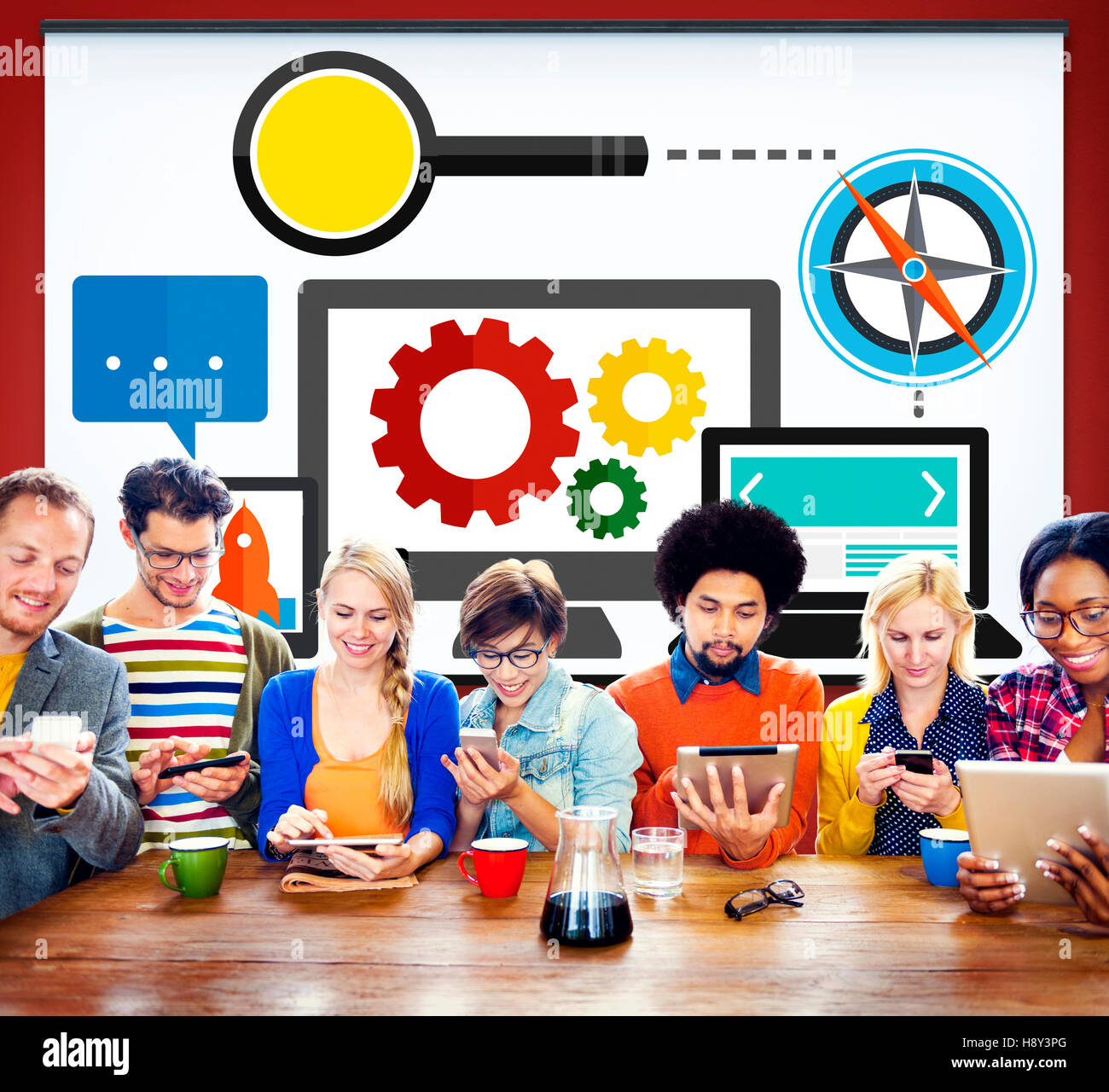 Digital Device Computer Connecting Internet Online Concept Stock Photo ...