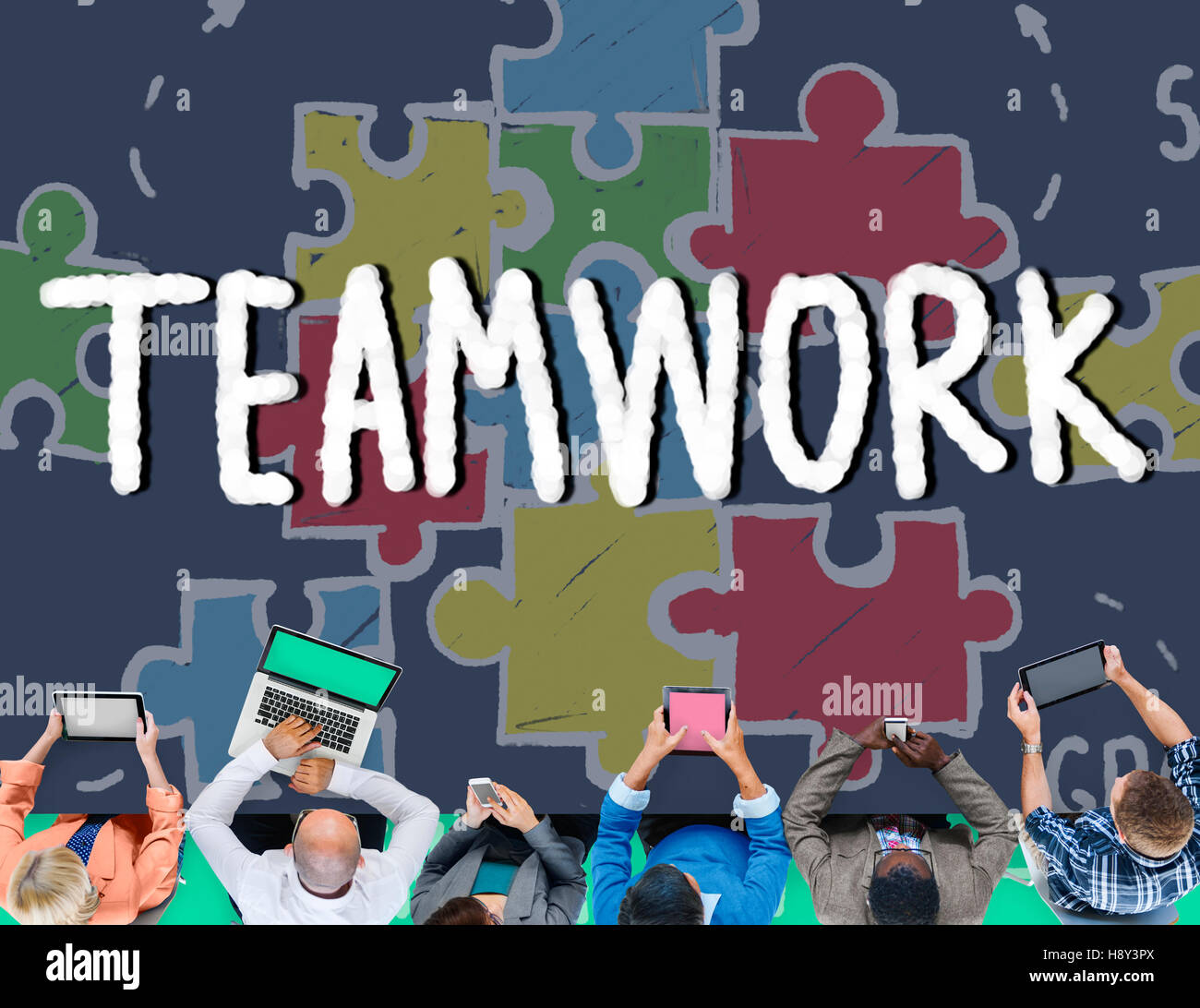 Teamwork Team Collaboration Connection Togetherness Unity Concept Stock ...