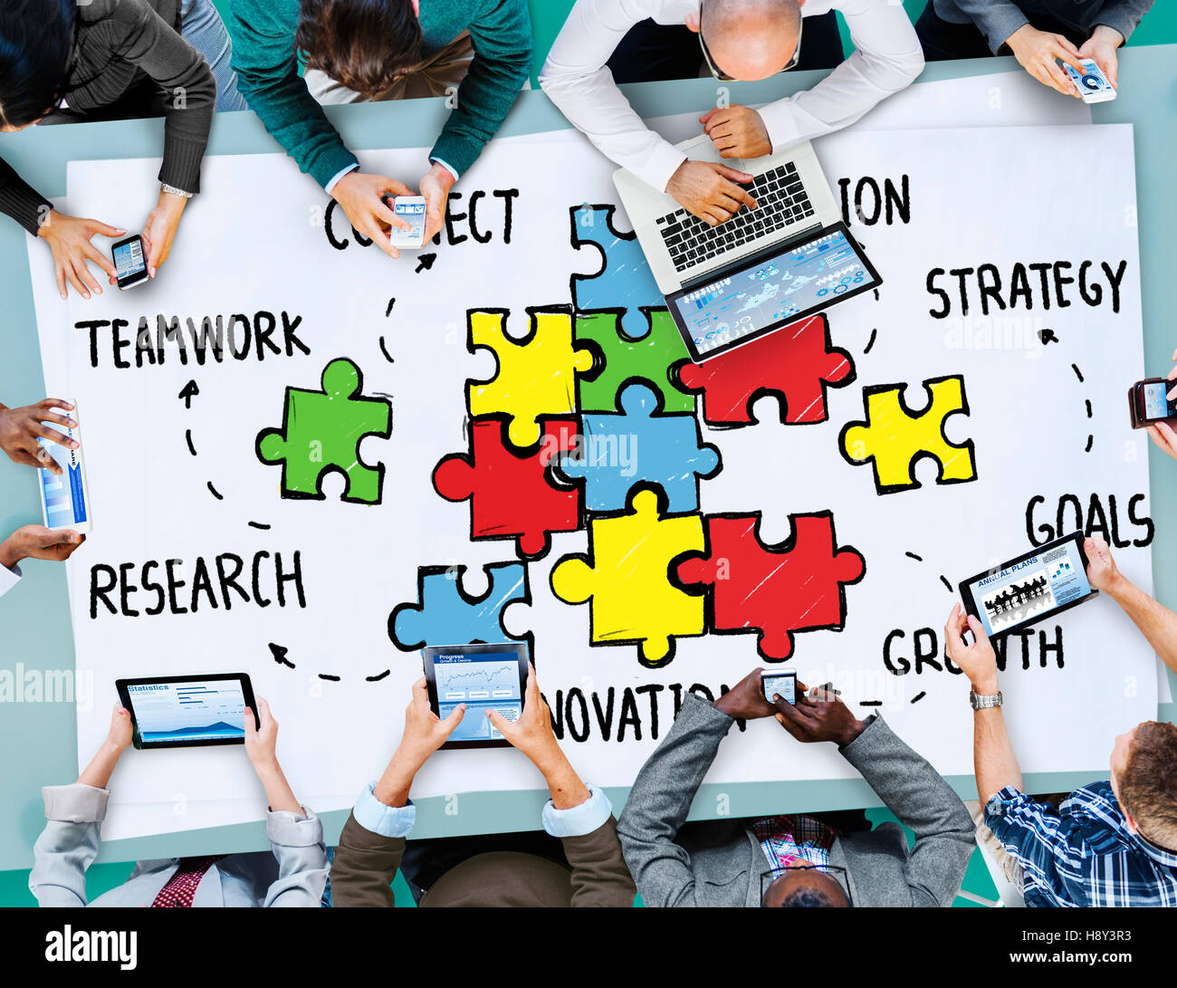 Teamwork Team Collaboration Connection Togetherness Unity Concept Stock ...