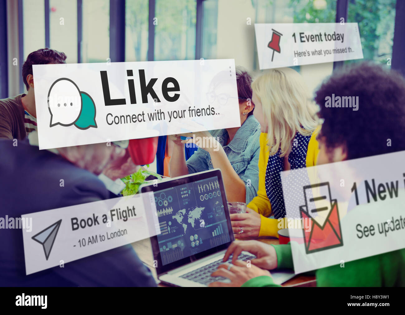 Like Share Social Media News Feed Concept Stock Photo - Alamy