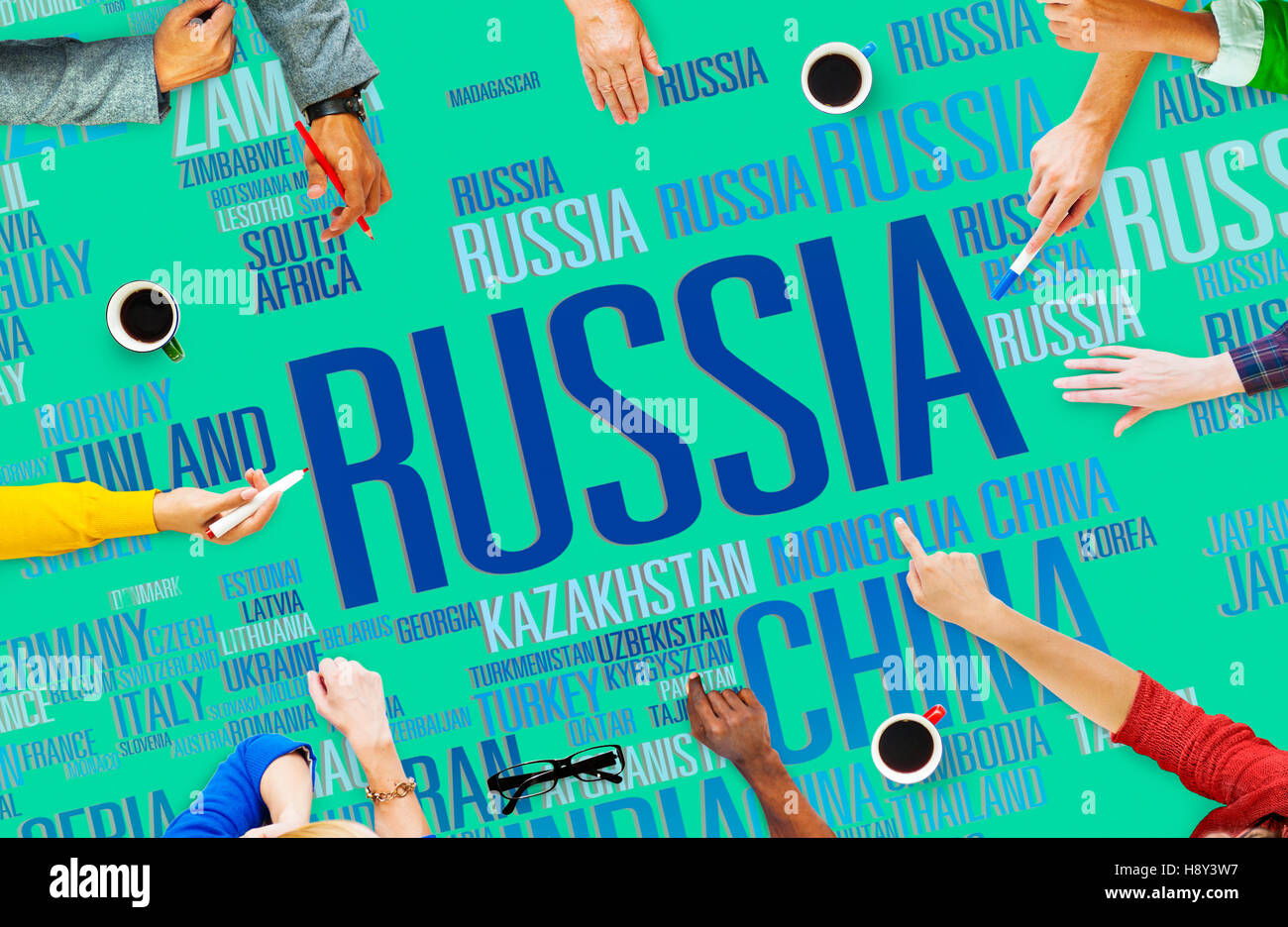 Russia Global World International Countries Globalization Concept Stock ...