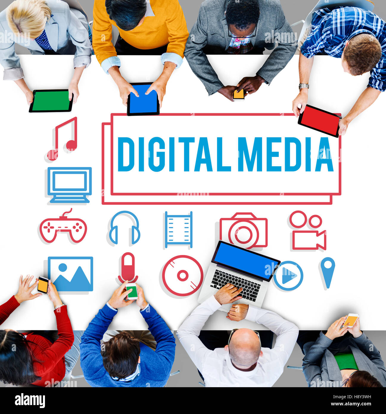 Digital Media Social Network Icons Concept Stock Photo - Alamy