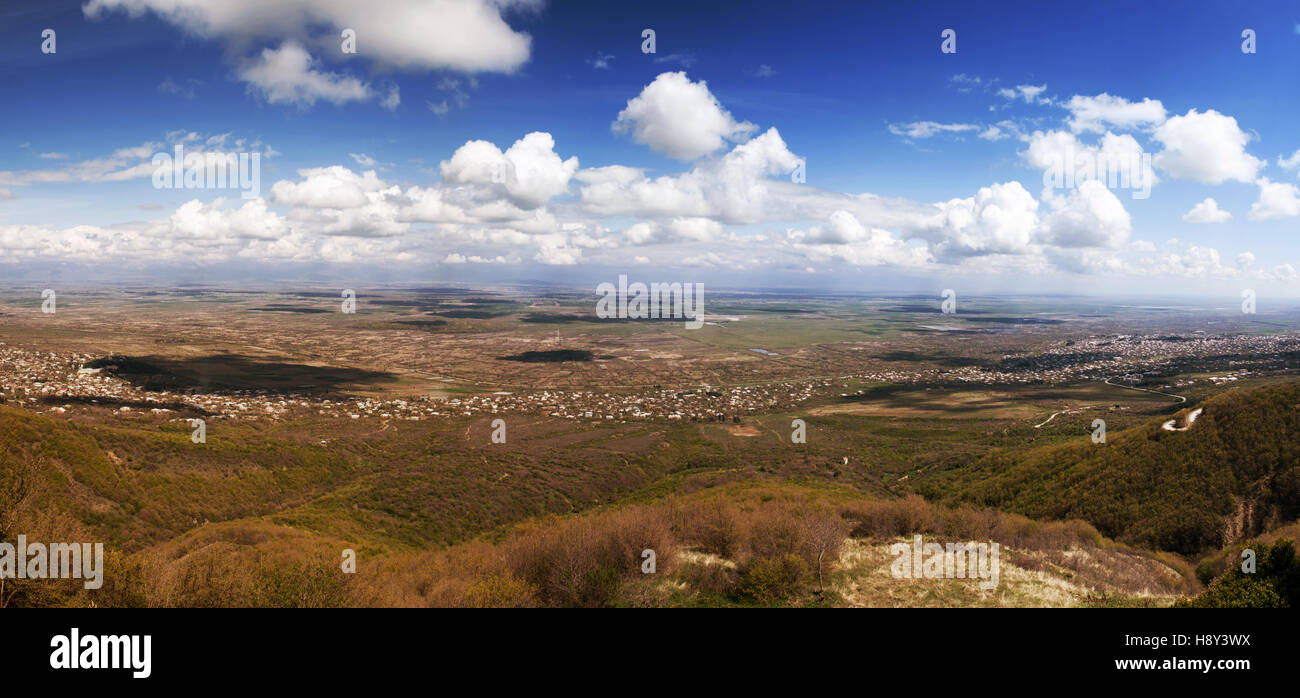 panorama Georgia view of the Alazani Valley Stock Photo - Alamy