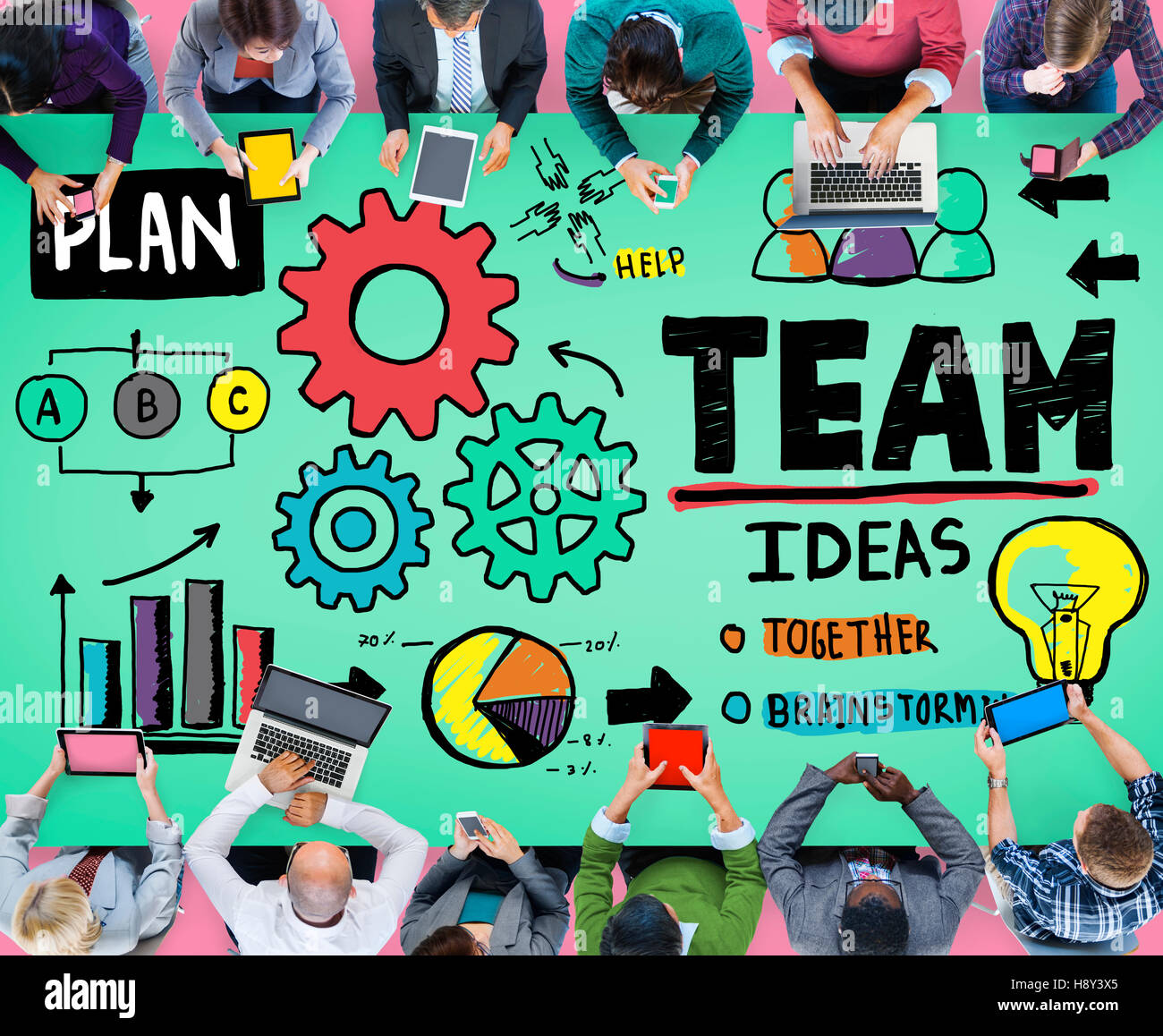 Teamwork Team Collaboration Connection Togetherness Unity Concept Stock ...