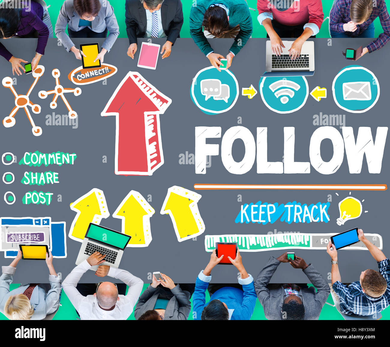 Follow Follower Following Connecting Networking Social Concept Stock ...