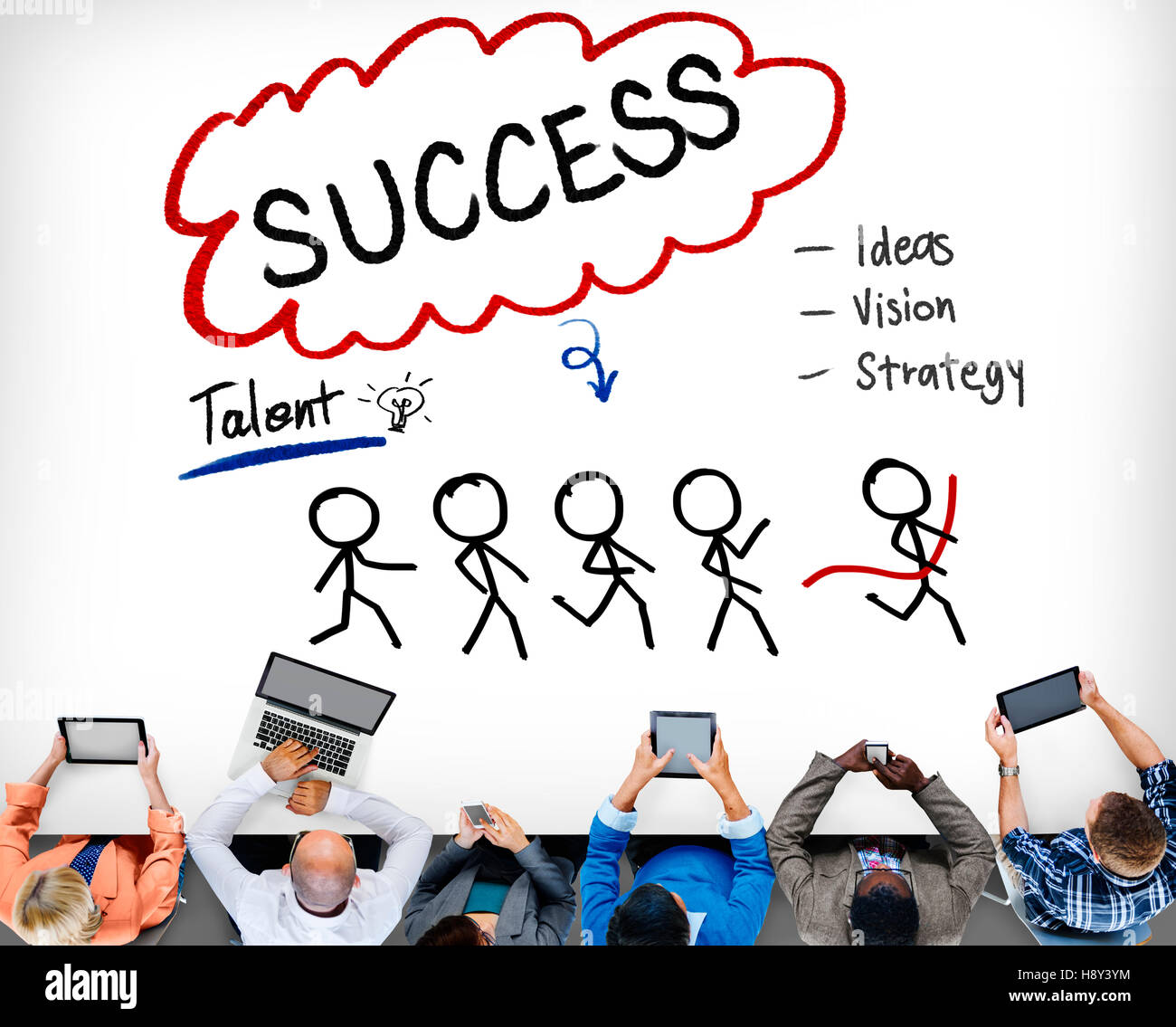 Success Thought Bubble Stick People Concept Stock Photo - Alamy