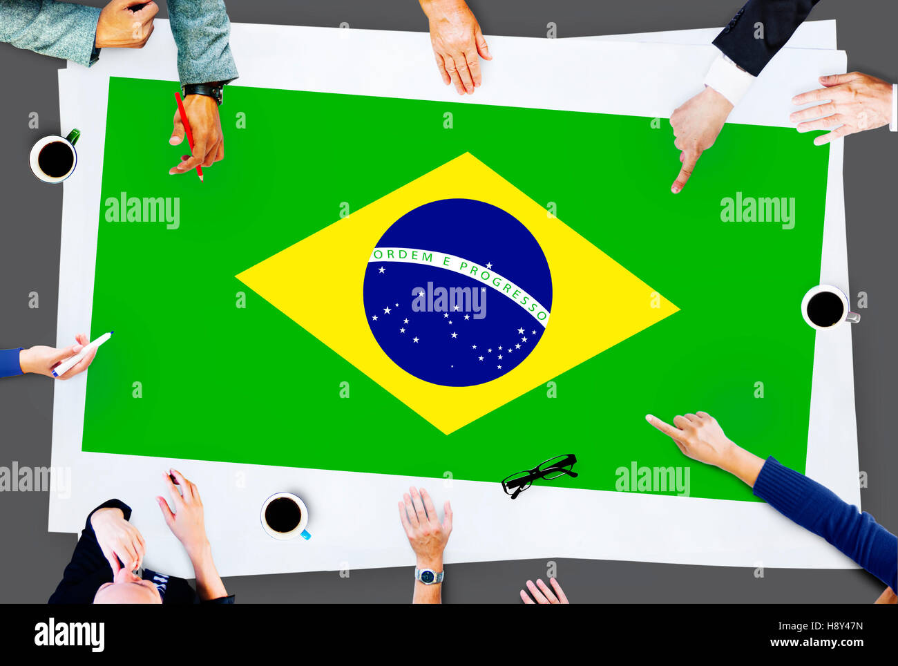 Brazil National Flag Business Team Meeting Concept Stock Photo - Alamy