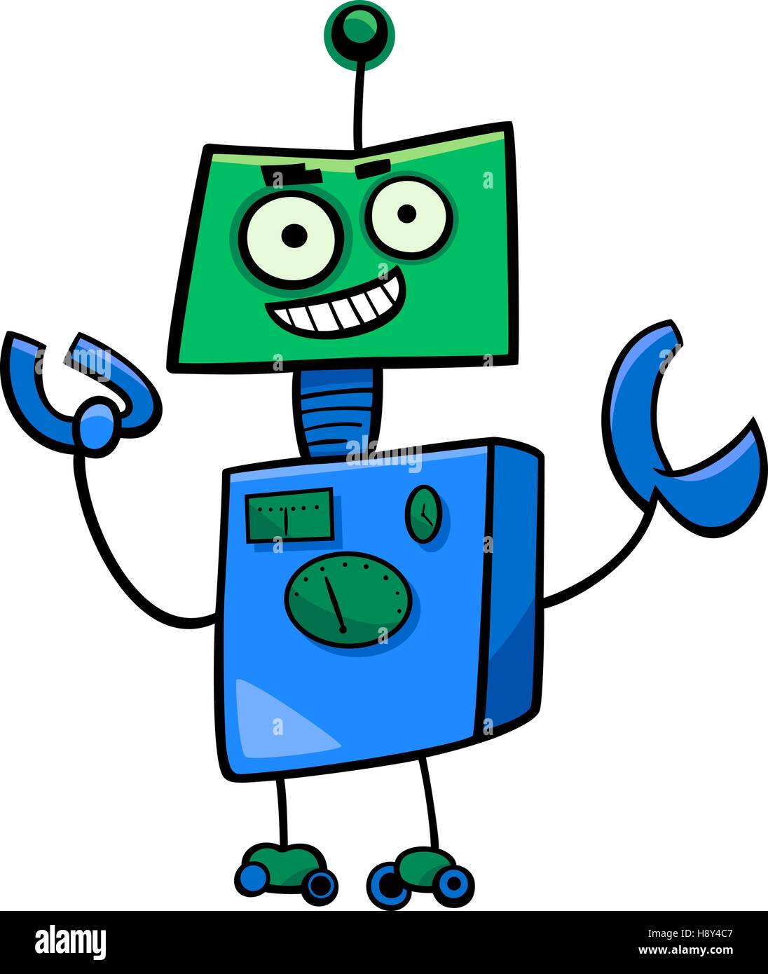 Cartoon Illustration of Funny Robot or Droid Character Stock Vector ...