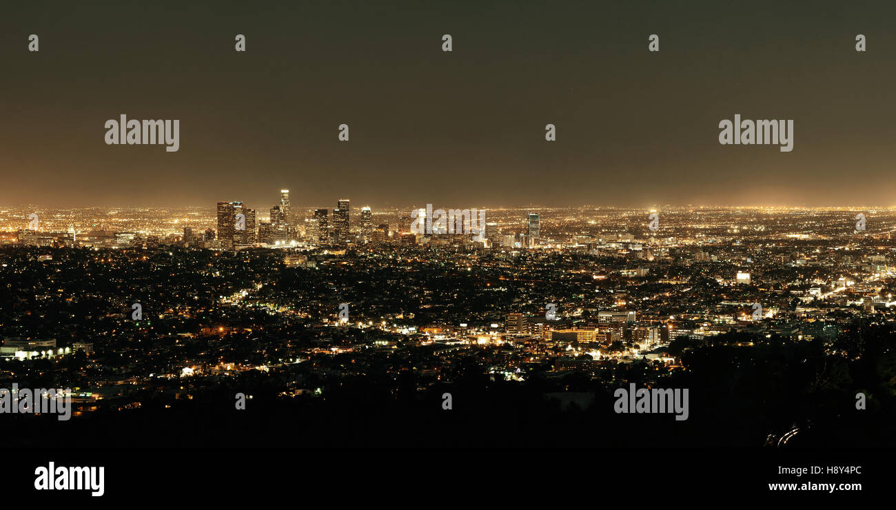 Los Angeles at night with urban buildings Stock Photo - Alamy