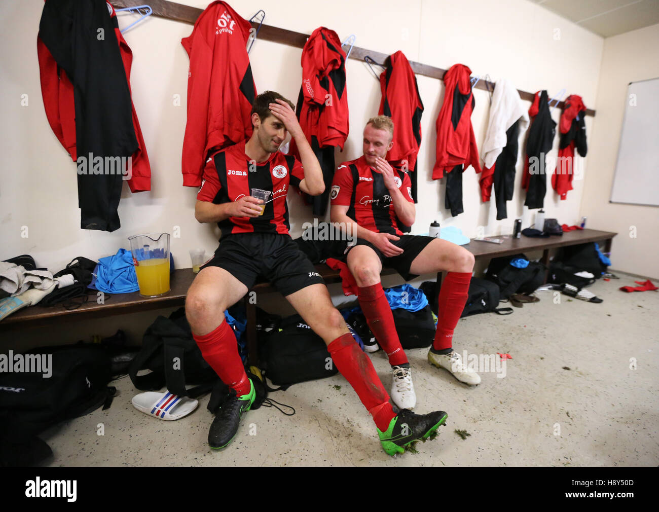 Brackley Town's Ellis Myles (left) and Alex Gudger celebrate in the ...